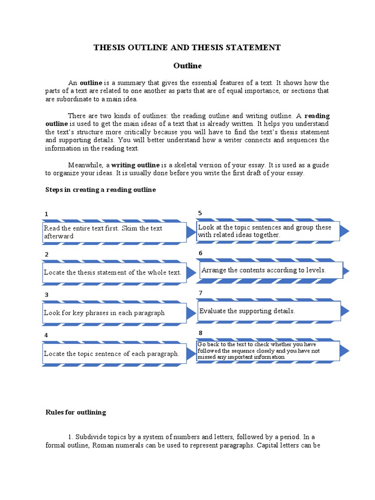 Thesis Outline and Thesis Statement Outline | PDF | Writing | Human ...