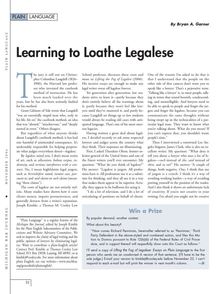 Combatting Legalese in Legal Writing | PDF | Judge | Justice