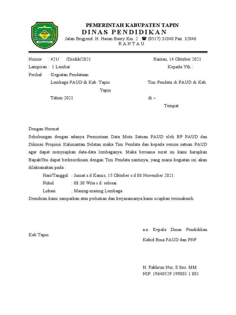 Surat Pendataan | PDF