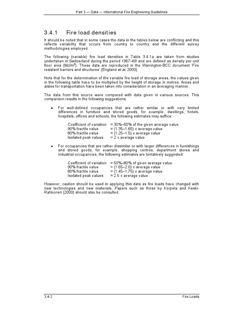 Fire Load Densities (IFEG) | PDF | Brick | Textiles