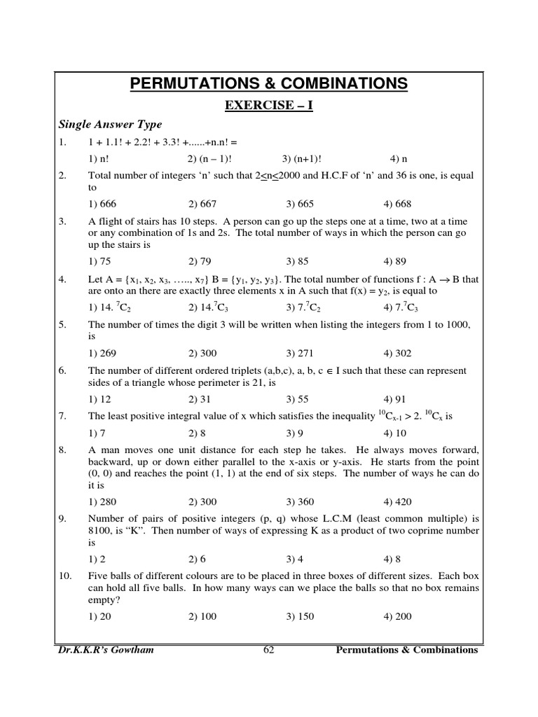 5.permutations Combinations | PDF | Numbers | Permutation
