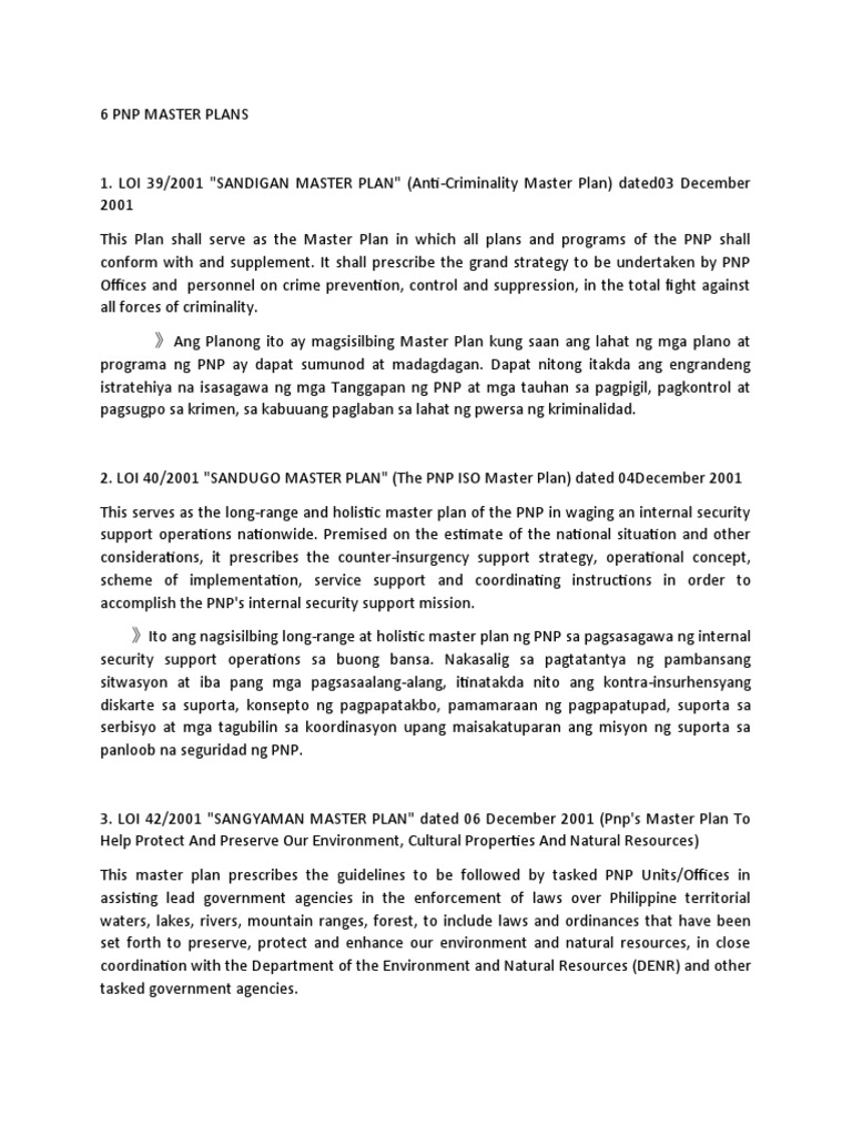 6 PNP Master Plans | PDF | Securities | Search Warrant