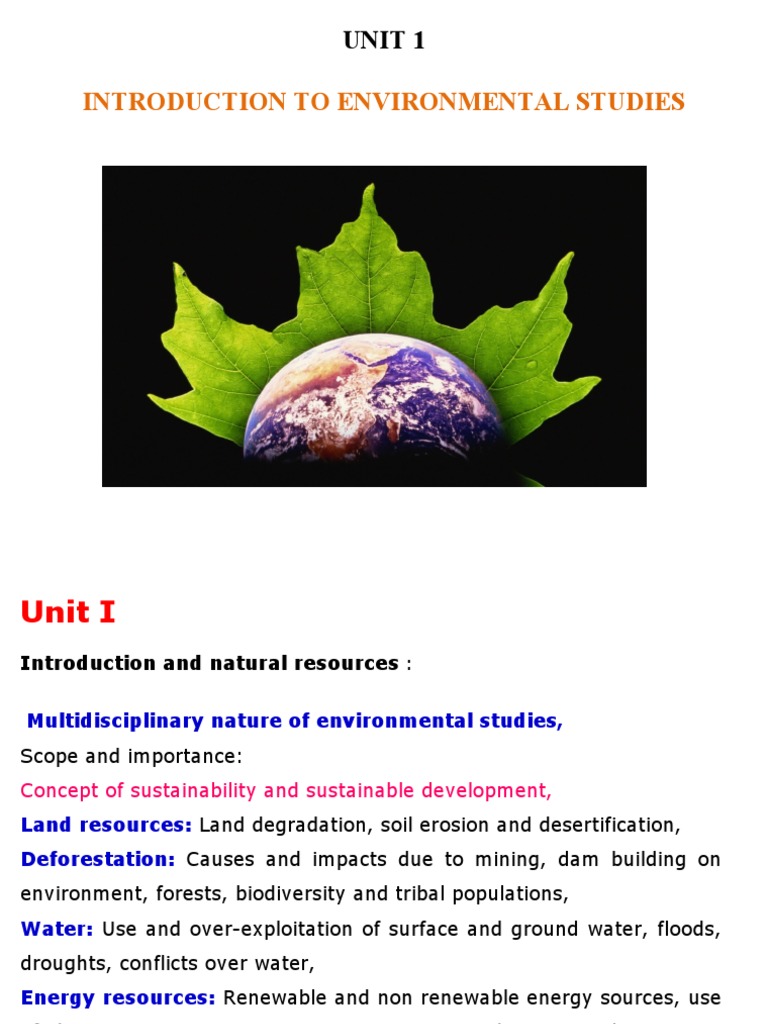 Introduction To Environmental Studies: Unit 1 | PDF | Natural ...