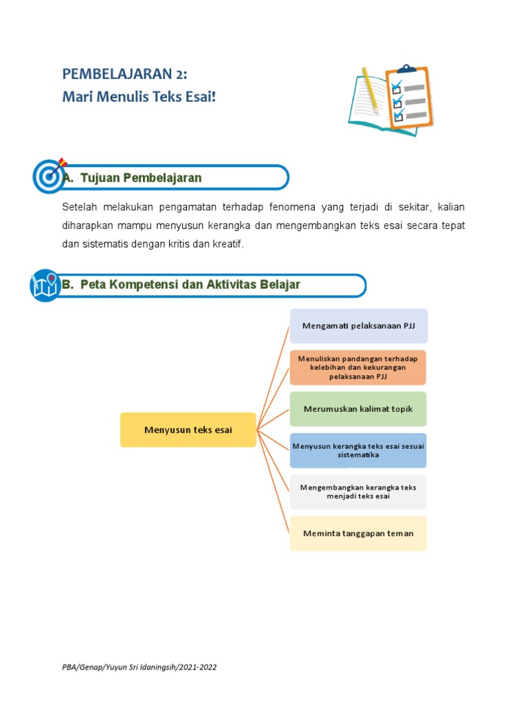 LKPD 2 Pba Menulis Teks Esai 2022 86236BC71638117268 | PDF
