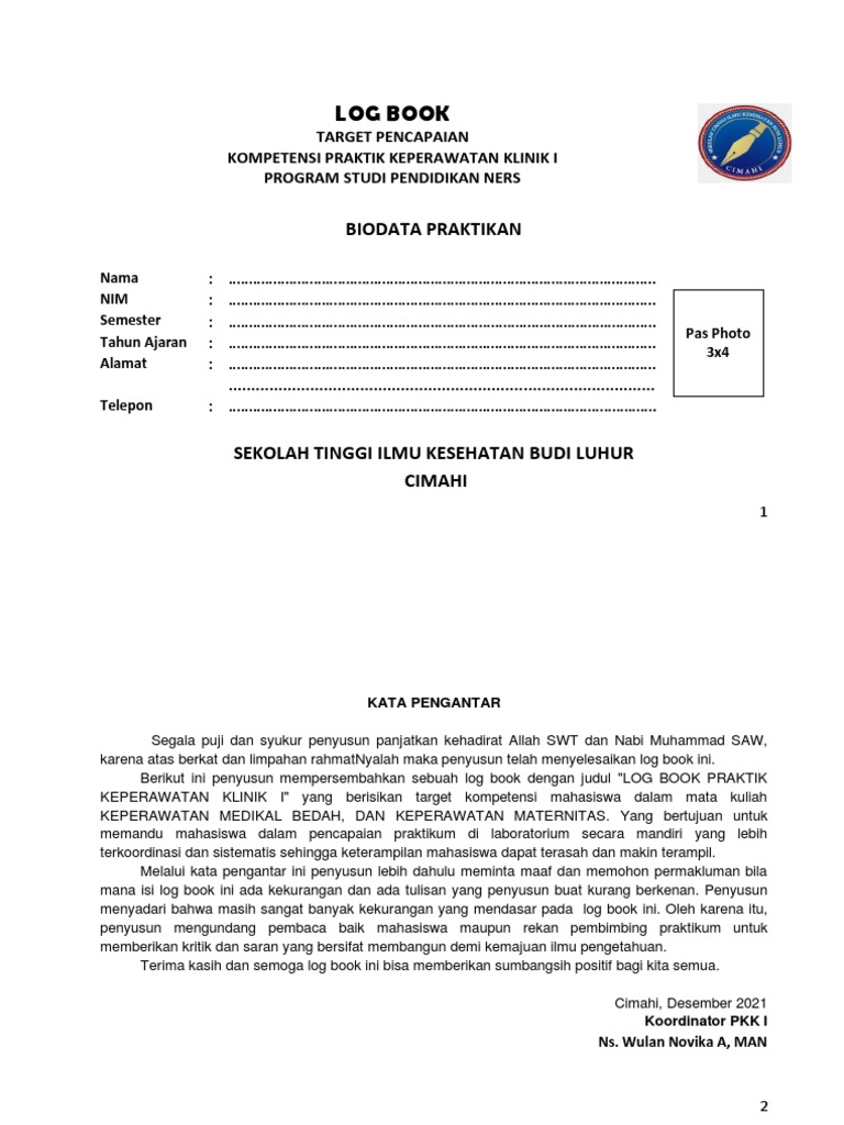 Logbook Praktik Klinik Keperawatan 1 2021 | PDF