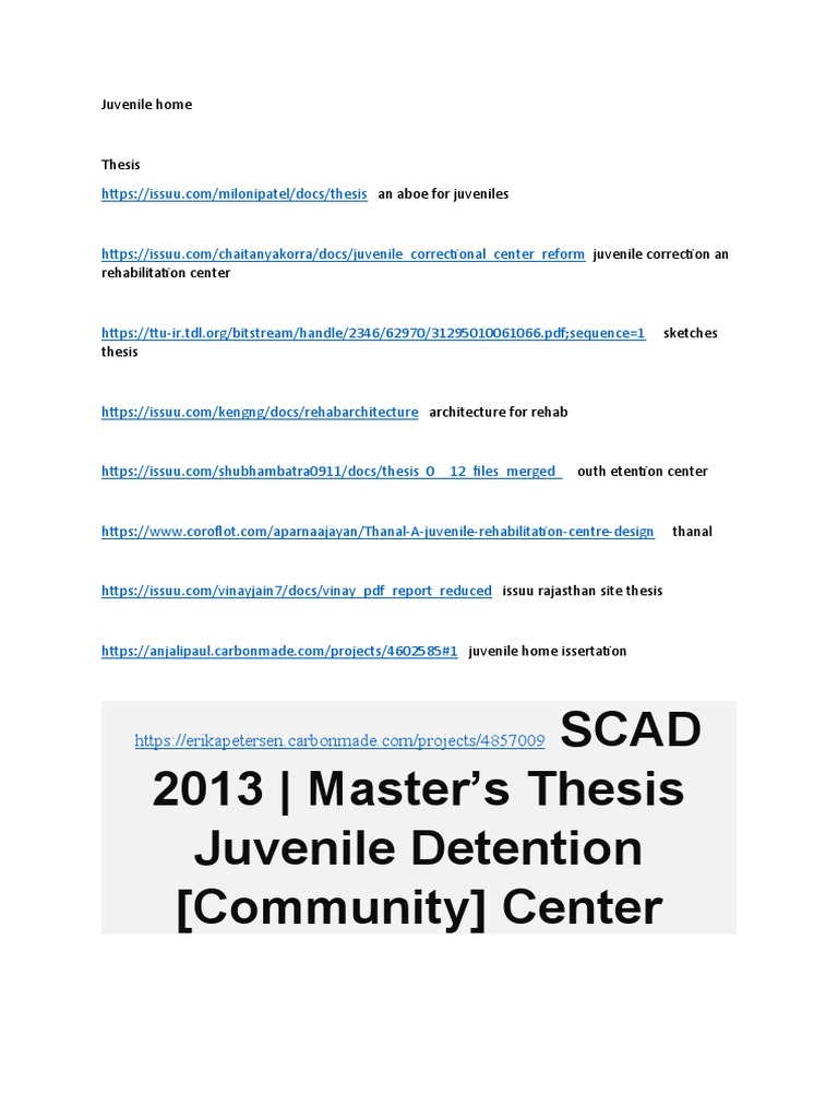 Scad 2013 - Master's Thesis Juvenile Detention (Community) Center | PDF
