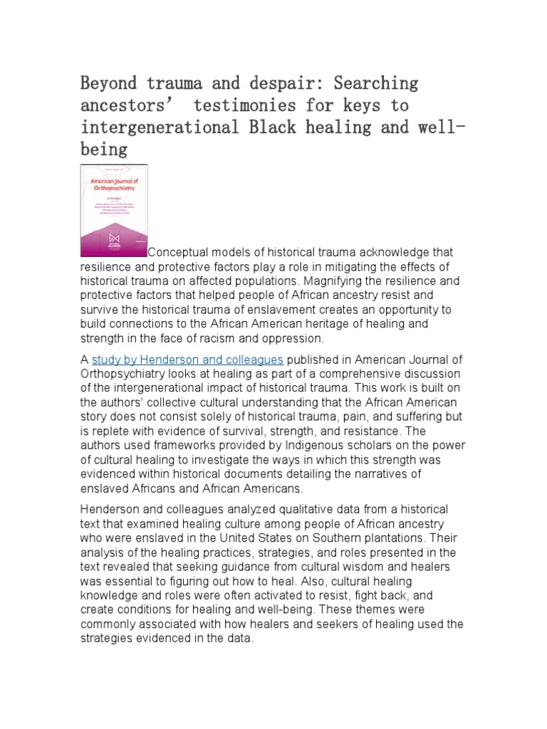 1 Beyond Trauma and Despair | PDF | Psychological Trauma | Social Work