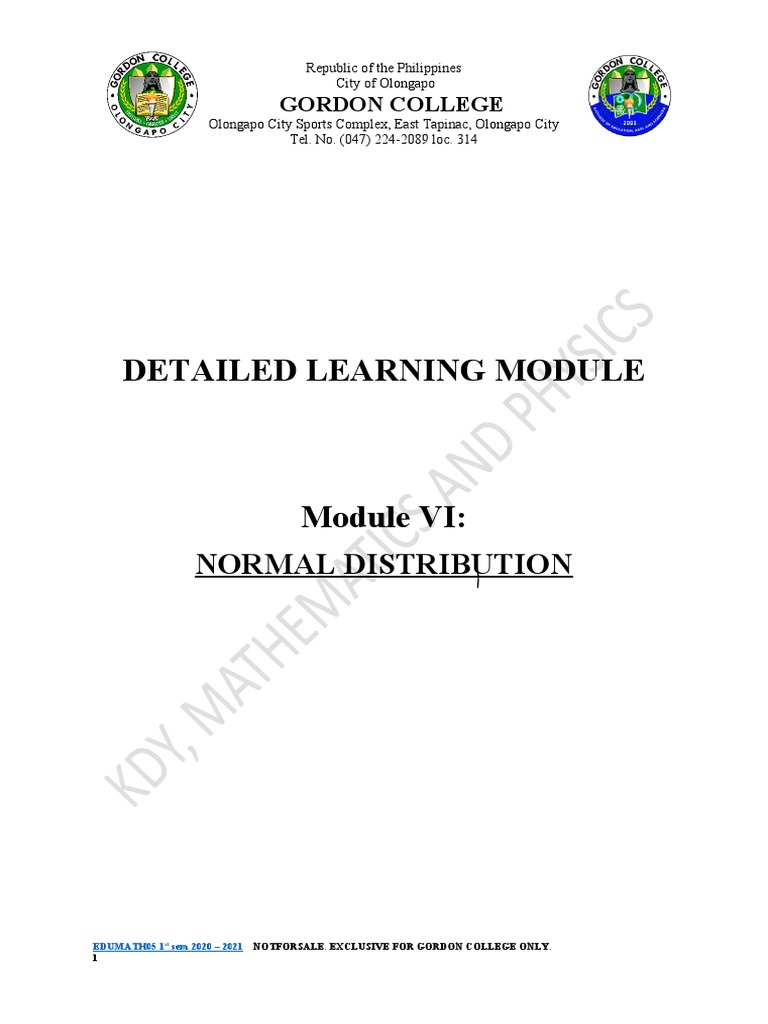 Detailed Learning Module: Normal Distribution | PDF | Standard Score ...