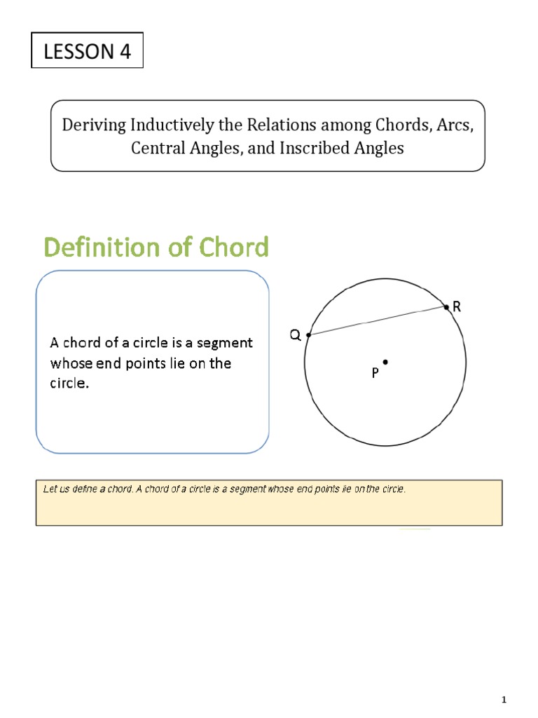 Lesson 4: Deriving Inductively The Relations Among Chords, Arcs ...