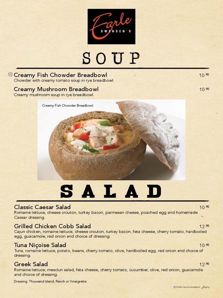 Earle Swensen's A4 Menu Nov 2020 VivoCity | PDF | Drink | Hamburgers