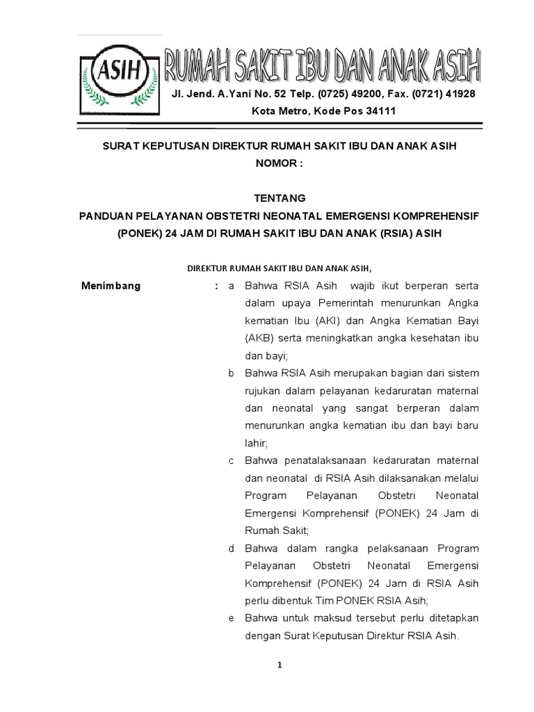 Panduan Pelayanan Ponek | PDF