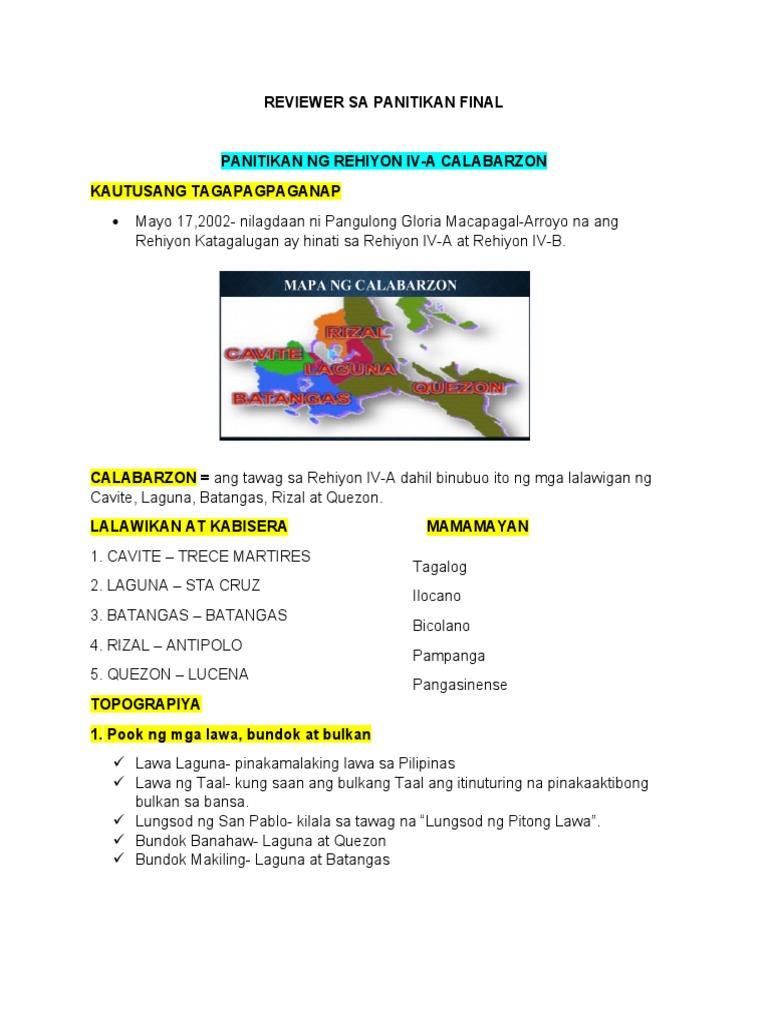 Panitikan NG Rehiyon Iv-A Calabarzon | PDF