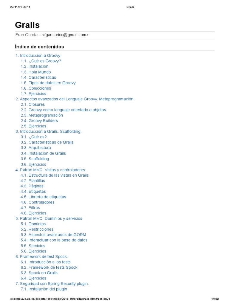 Introducción a Grails y Groovy | PDF | Java (lenguaje de programación) | Lenguaje de programación