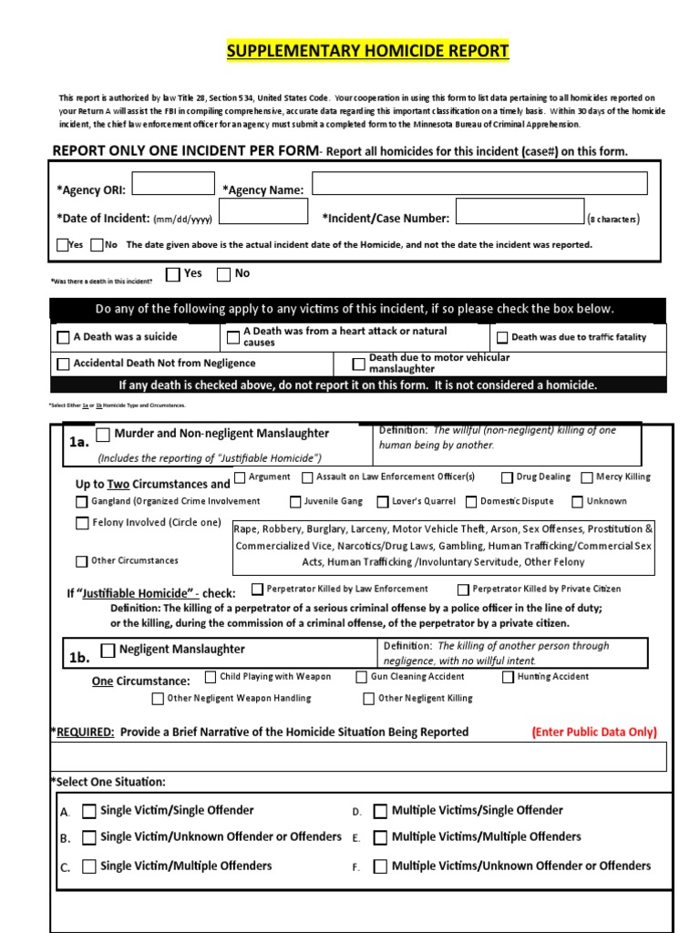 Police Report Template 141 | PDF | Uniform Crime Reports | Manslaughter