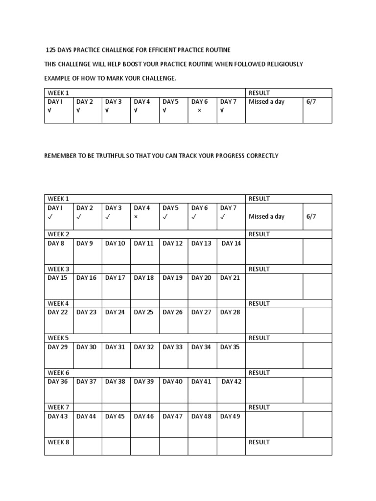 125 Days Practice Schedule For Efficient Practice Rountine | PDF