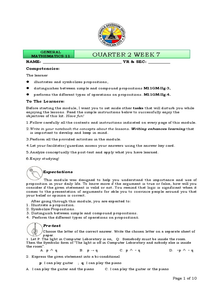 General Mathematics Q2 Week 7 | PDF | Proposition | If And Only If