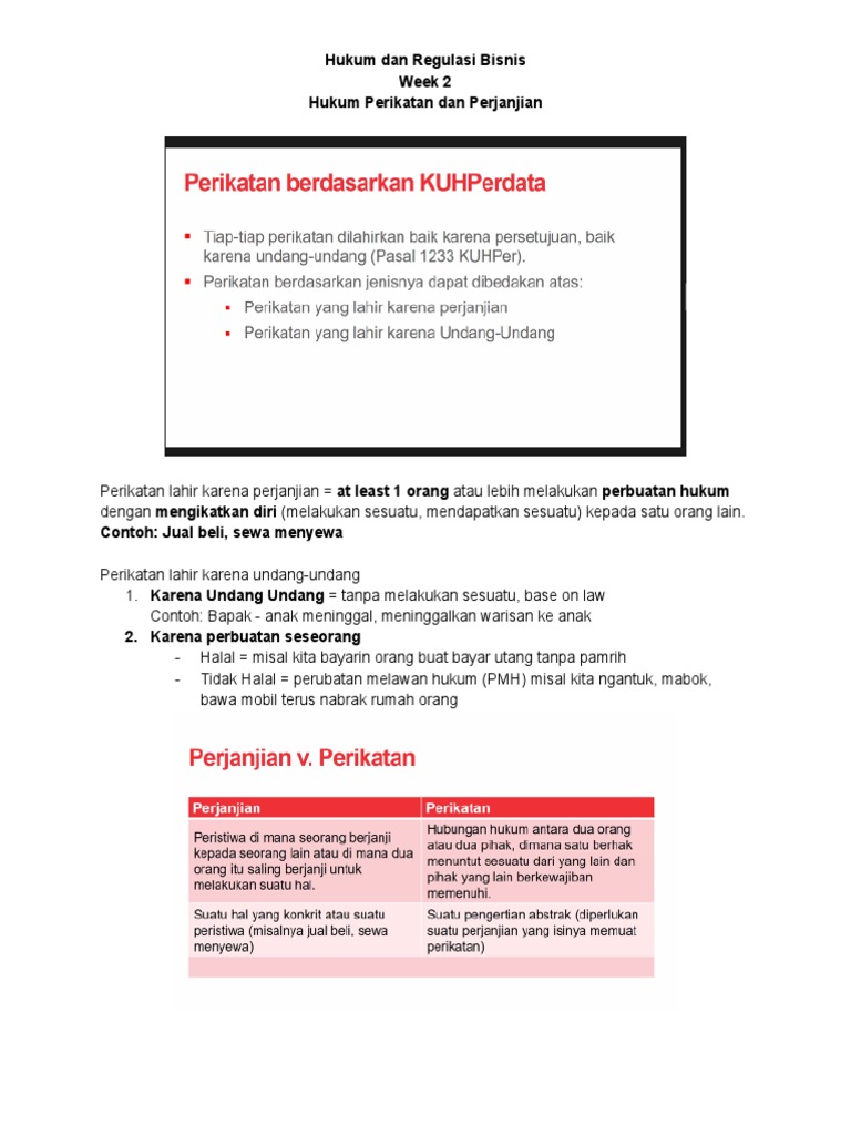 Week 2 - Hukum Perikatan | PDF
