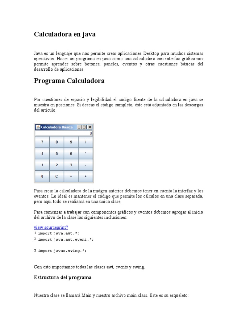 Calculadora en Java | PDF | Java (lenguaje de programación ...