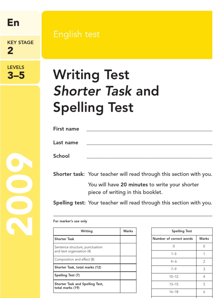 KS2 SAT 2009 English Writing Test | PDF