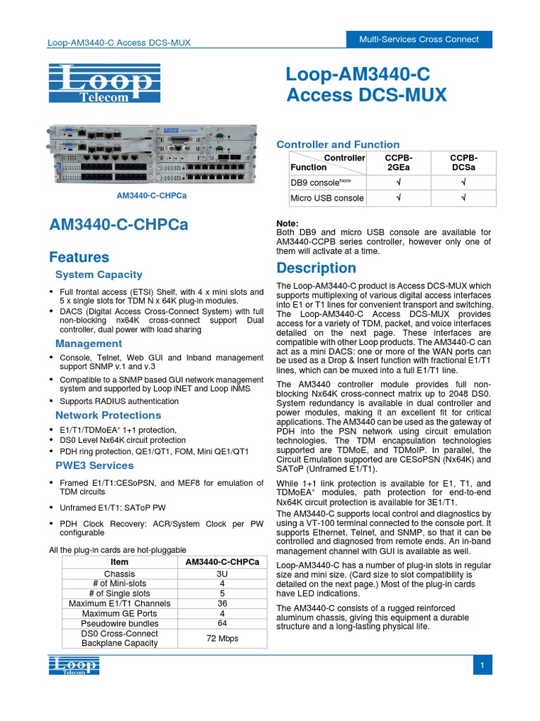 Loop-AM3440-C Access DCS-MUX | PDF | Service Industries | Information And Communications Technology