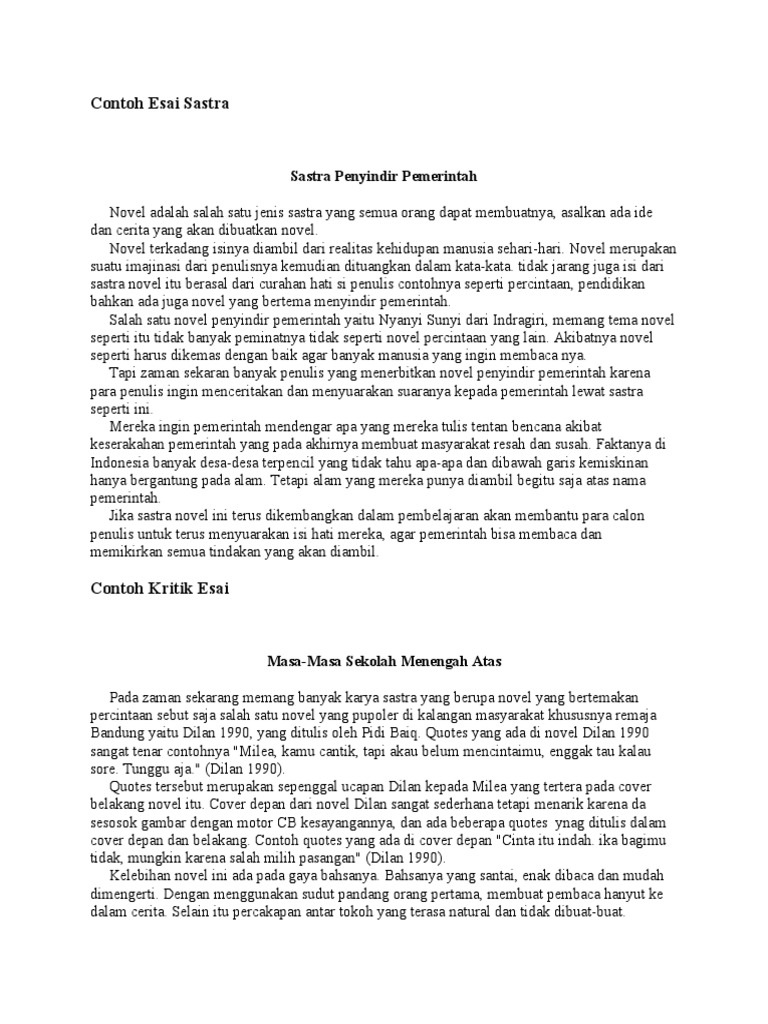 Contoh Esai Sastra | PDF