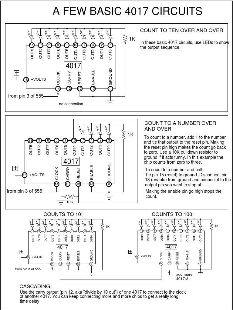 Basic 4017 Circuit Projects | PDF | Computer Hardware | Computing