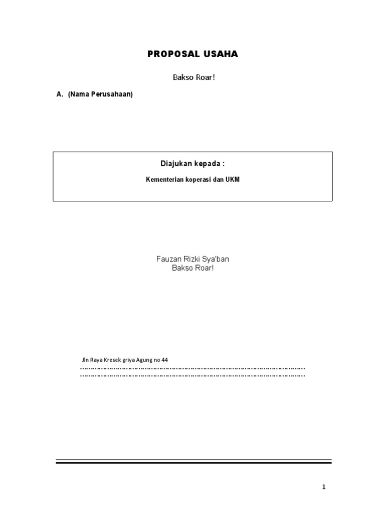 Proposal Usaha | PDF