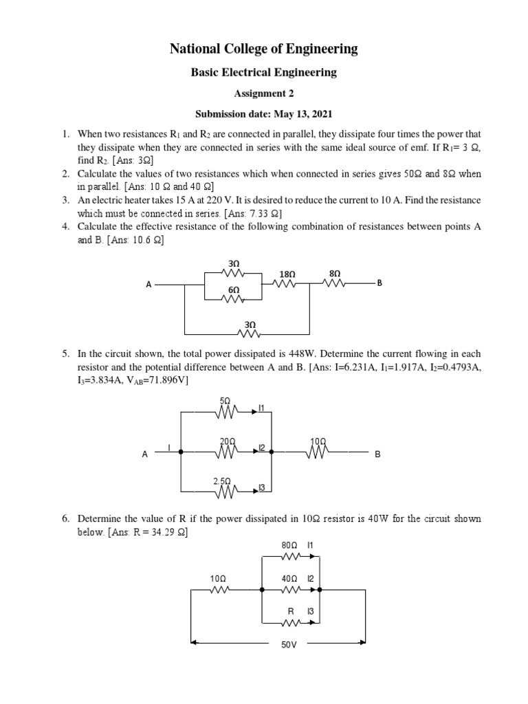 Assignment 2 Series Parallel and Star Delta 1 | PDF | Series And Parallel Circuits | Voltage