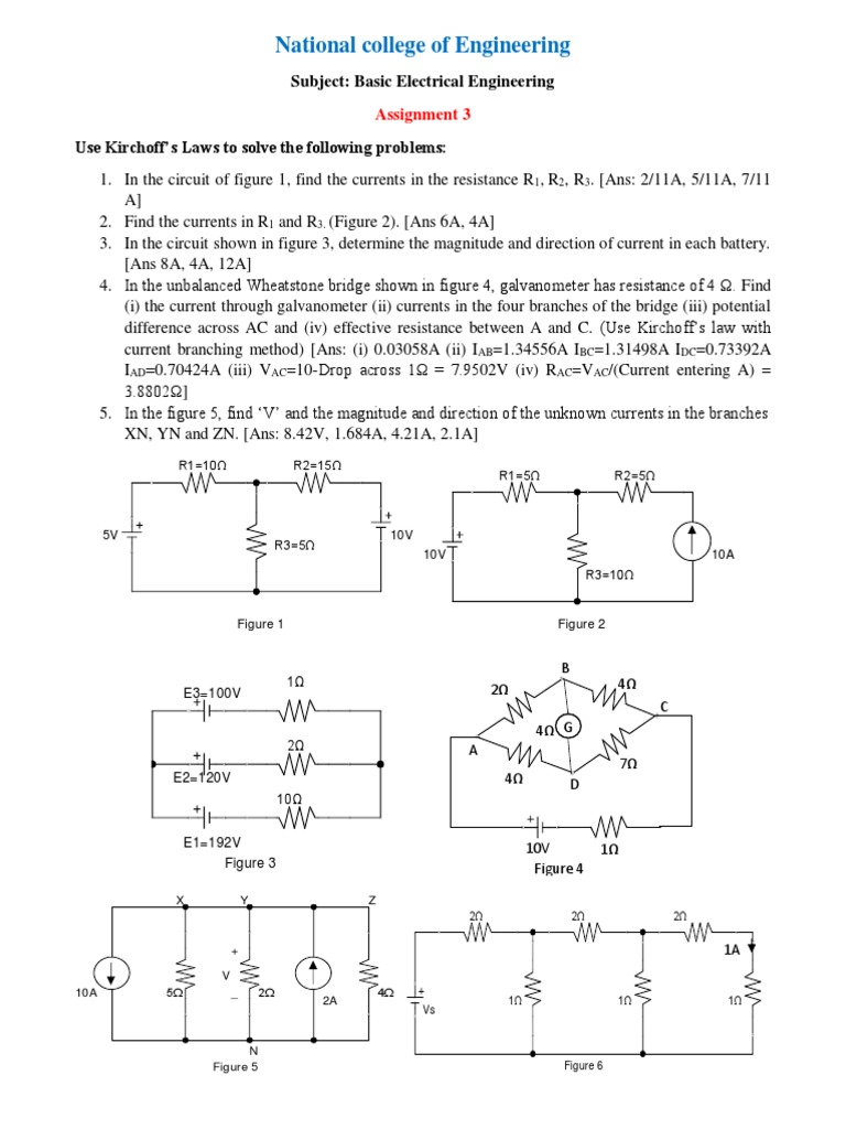 Assignment 3 Kirchoffs Laws | PDF | Electrical Network | Metrology