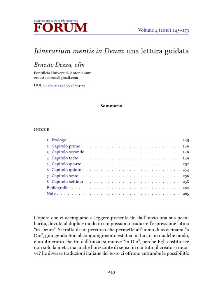 Itinerarium Mentis in Deum - Interpretazione | PDF
