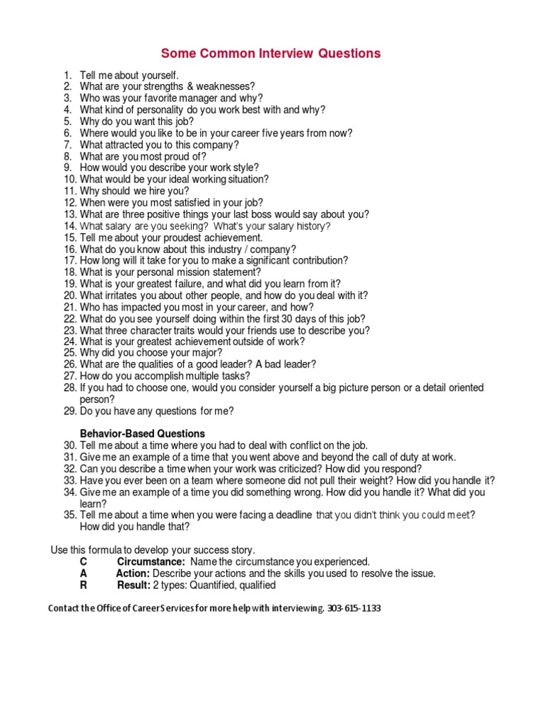 Inteview Questions Pdf Interview Cognition 