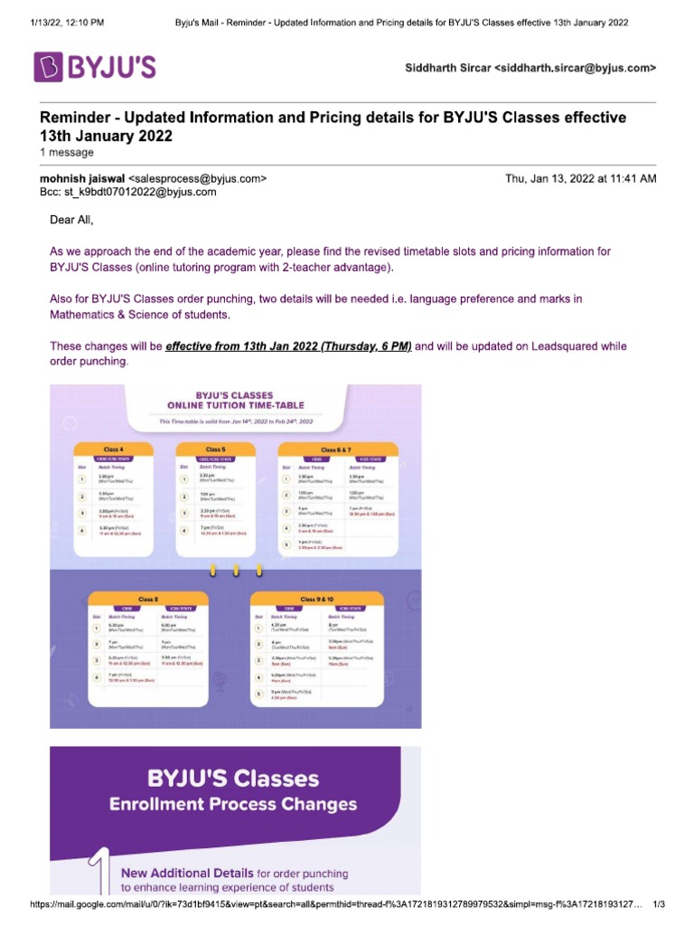 BYJUS Classes Pricing | PDF
