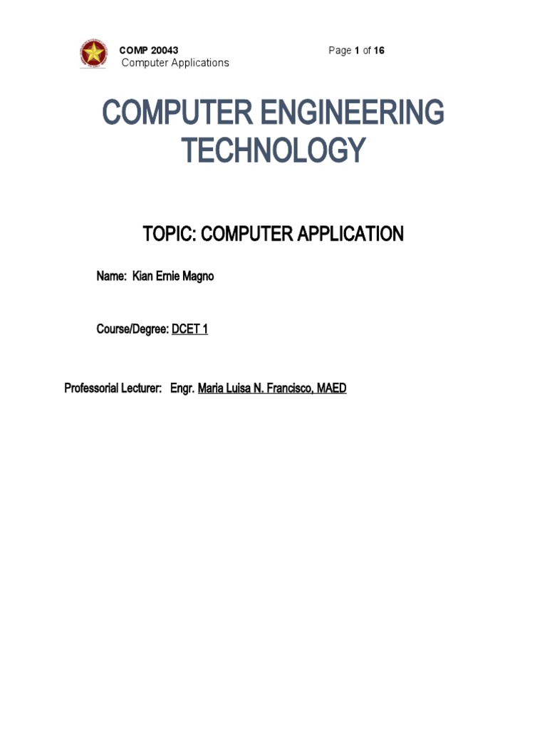 Computer Engineering Technology | PDF | Application Software | Software