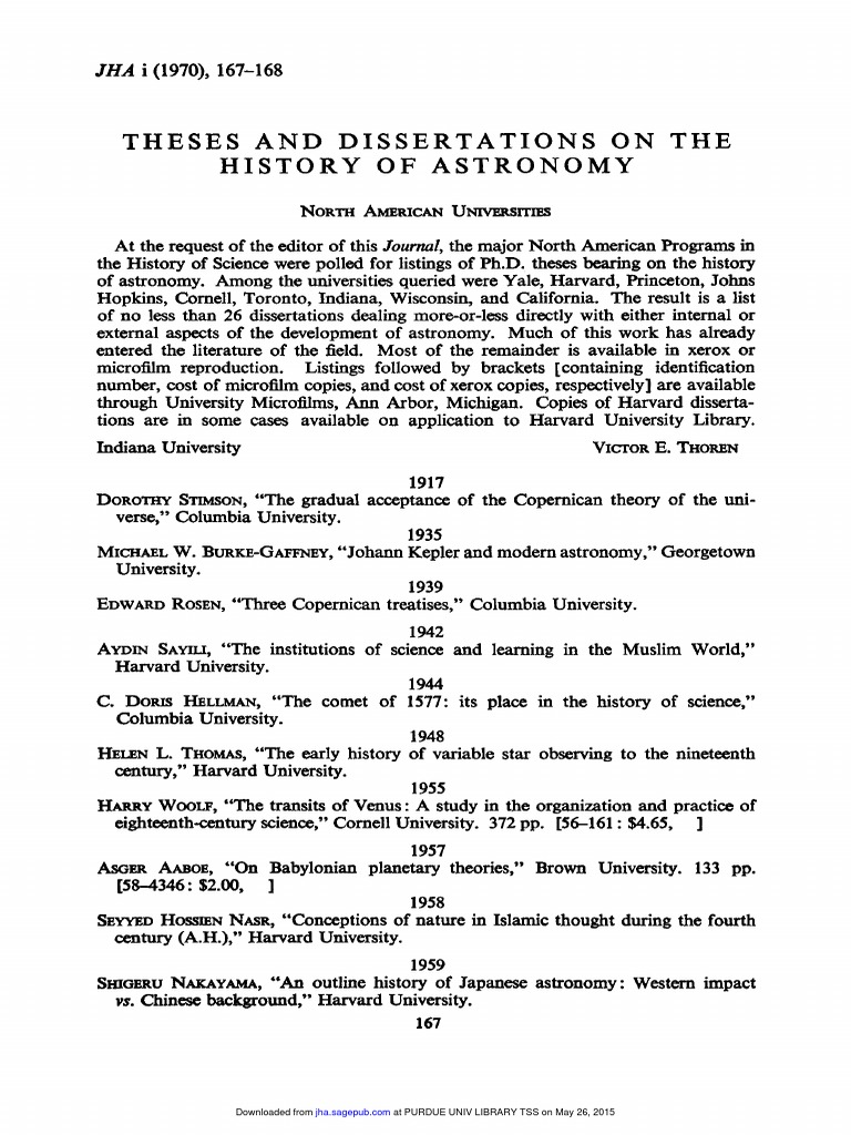 (Journal For The History of Astronomy Vol. 1 Iss. 2) - Theses and ...