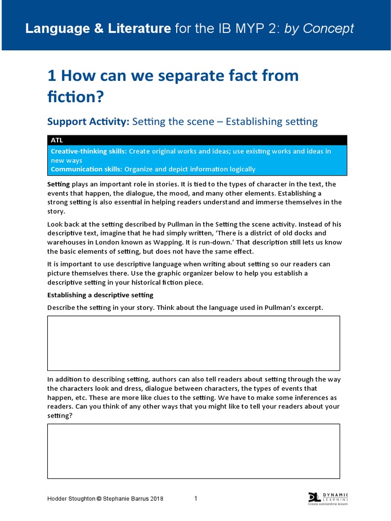 Support Activity - Setting The Scene - Establishing Setting | PDF ...
