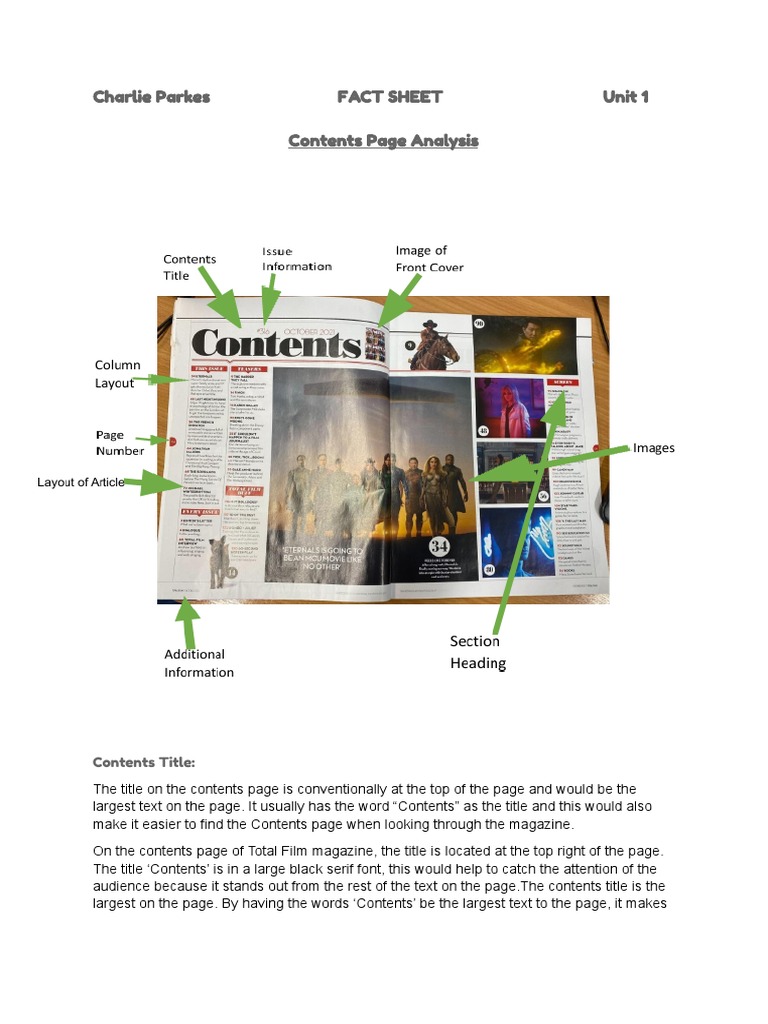 Contents Page Analysis | PDF | Serif | Writing