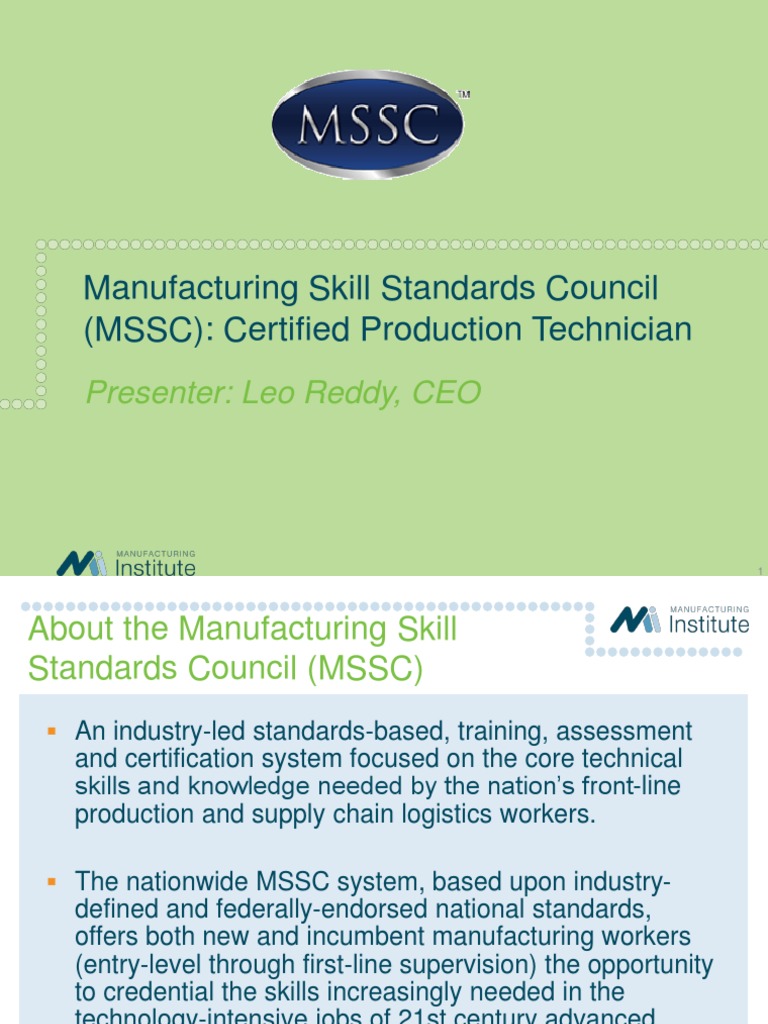 Manufacturing Skill Standards Council Overview | PDF