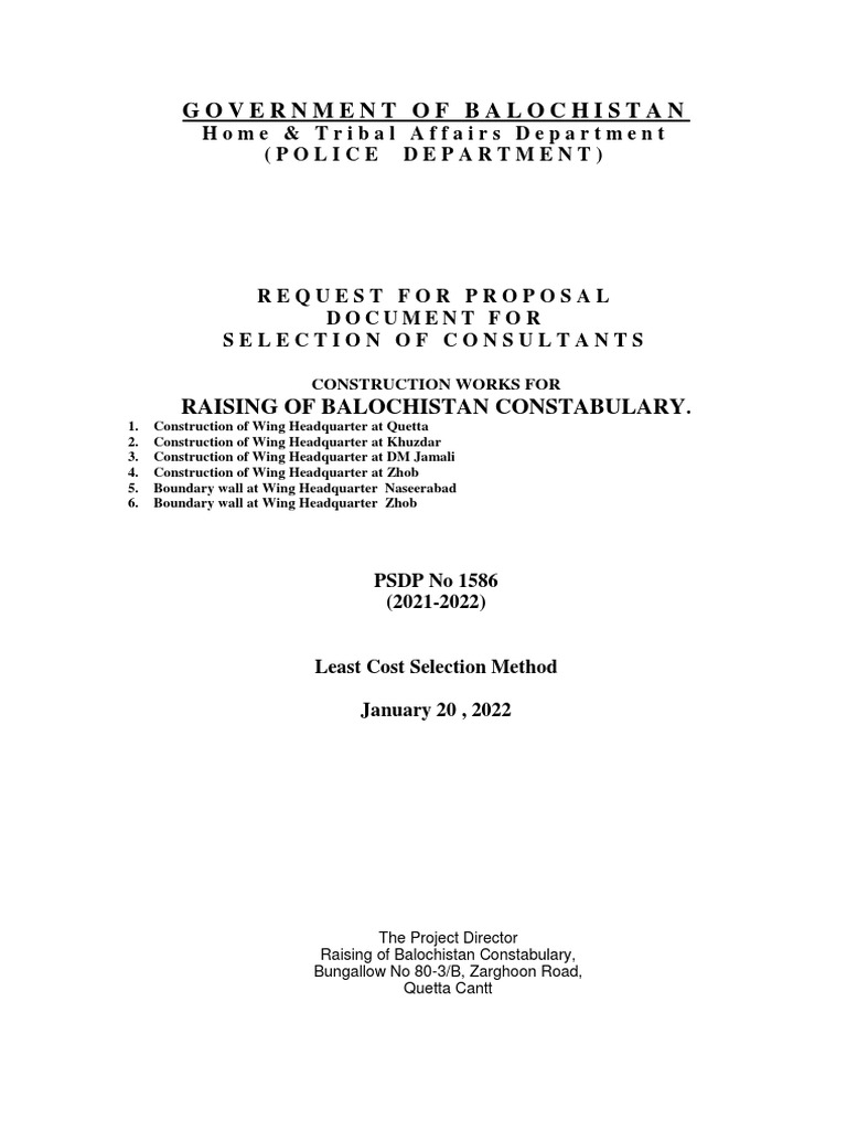 RFP R, B.C | PDF | Consultant | Procurement