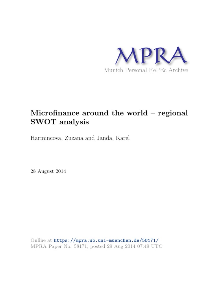 Microfinance Around The World - Regional SWOT Analysis | PDF ...