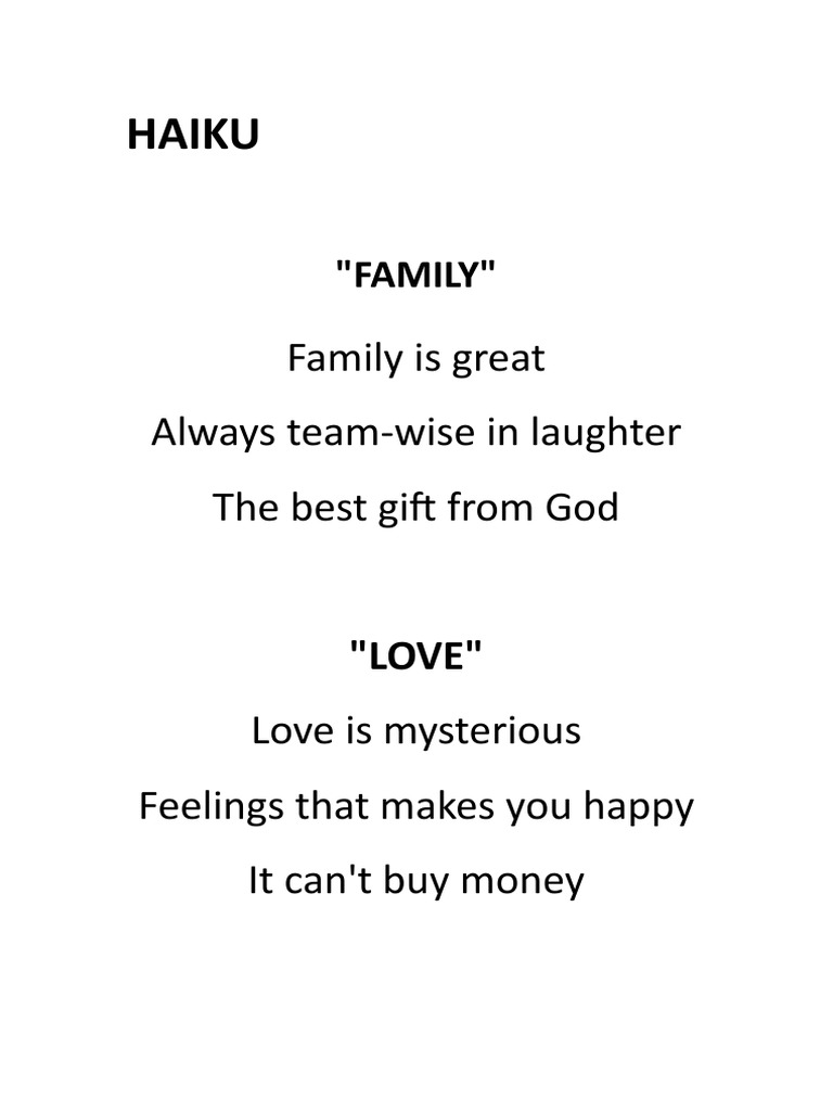 Haiku: Family Is Great Always Team-Wise in Laughter The Best Gift From ...