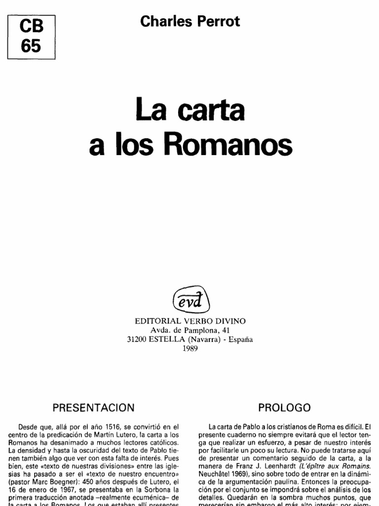 065 La Carta A Los Romanos, Charles Perrot | PDF | Pablo el apóstol ...