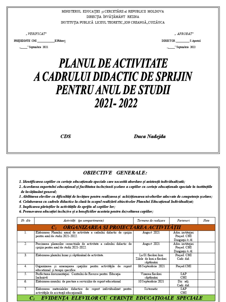 Planul Anual CDS 20-21 | PDF