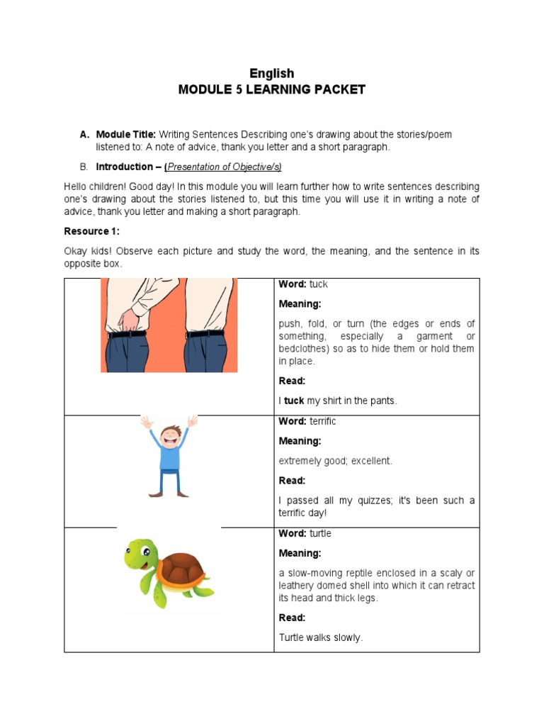English - Module 5 Learning Packet | PDF | Paragraph
