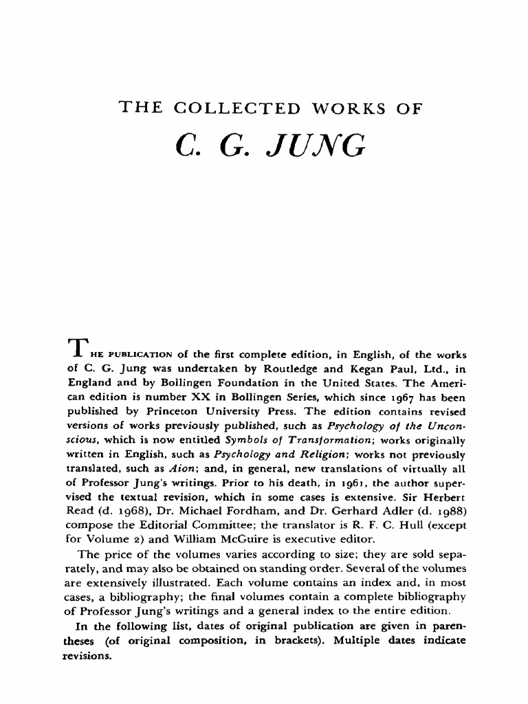 C. G. Jung: The Collected Works of | PDF | Analytical Psychology | Carl Jung