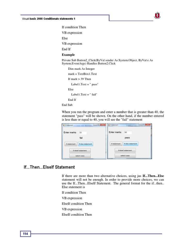 If... Then... Elseif Statement: Example | PDF | Computer Programming ...