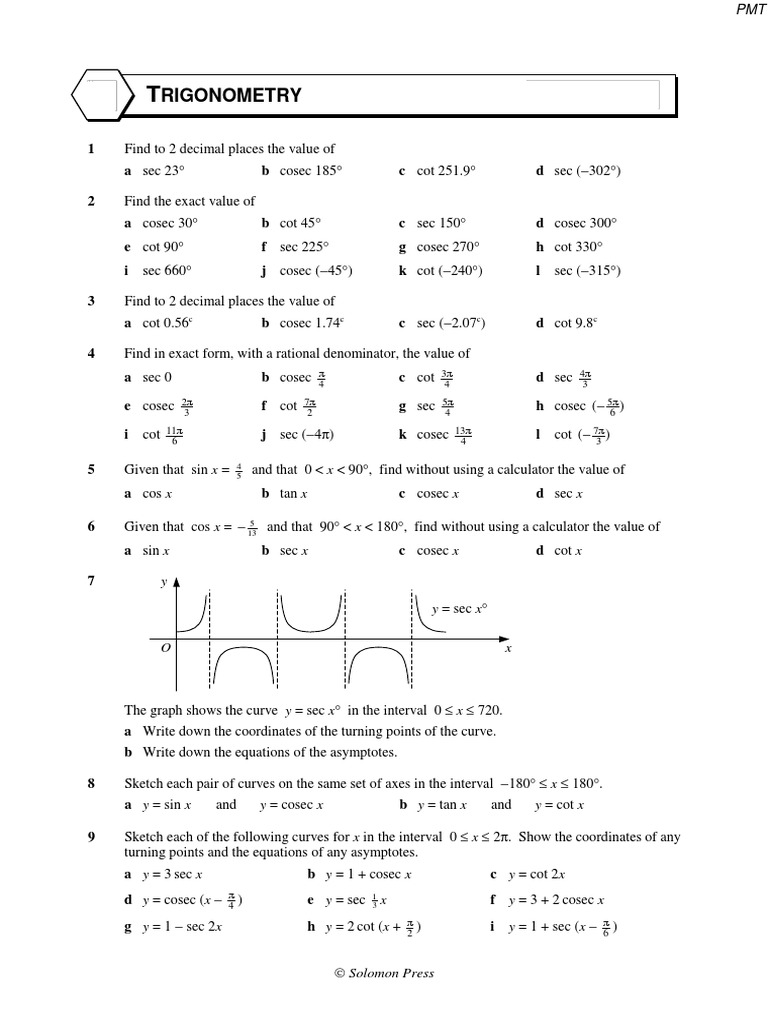 04a. Secant, Cosecant and Cotangent | PDF | Trigonometric Functions ...