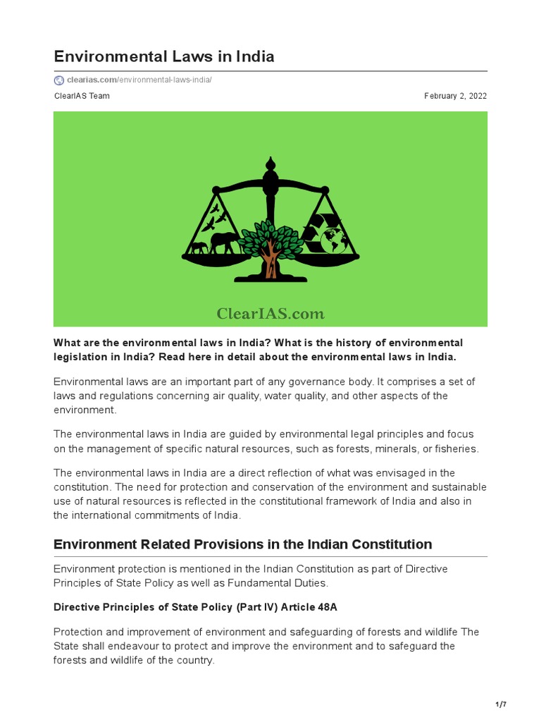 Environmental Laws in India | PDF | Environmental Law | Environmental ...