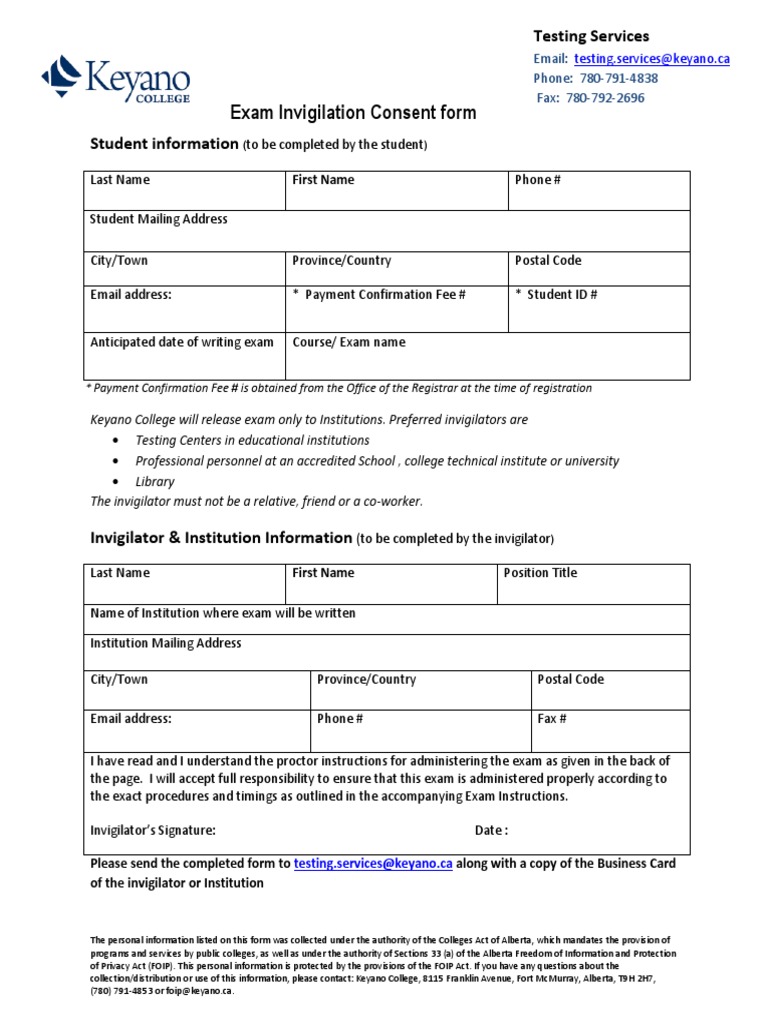 Exam Invigilation Consent Form | PDF | Test (Assessment) | Mail