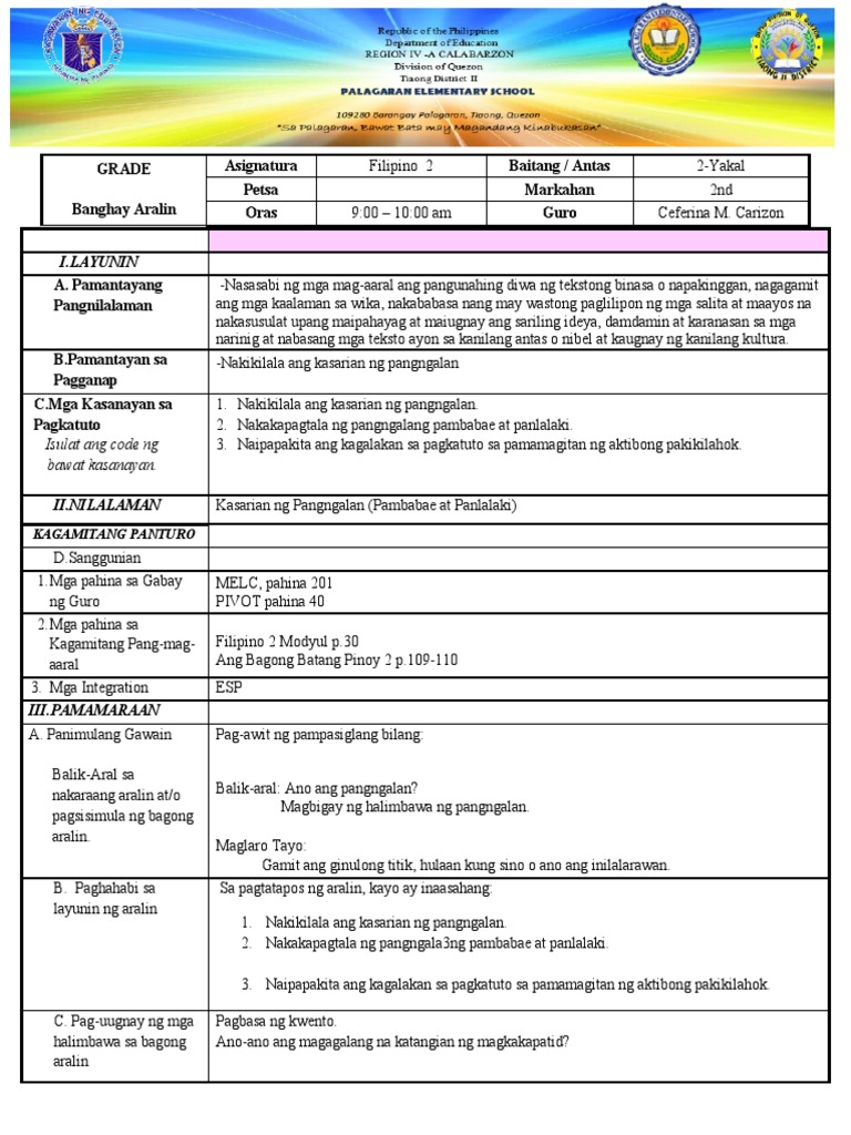 Cot - Filipino 2 | PDF