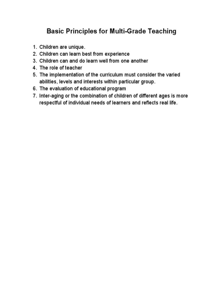 Lesson 5-Basic Principles of Multi-Grade Teaching | PDF